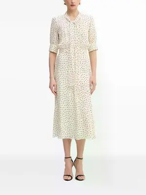 Luisa Spagnoli Polka-dot Tie-neck Midi Dress