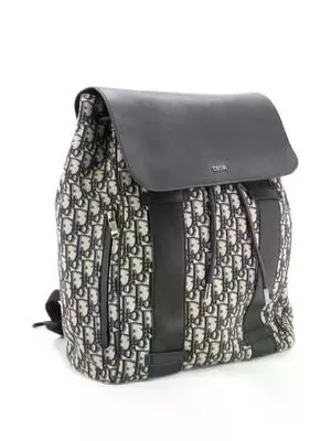 Dior Flap Oblique Canvas And Leather Backpack