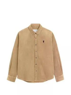 AMI Paris Corduroy Shirt With De Coeur - Neutrals
