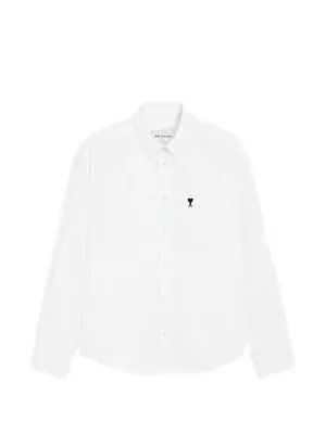 AMI Paris Boxy Cotton Shirt With De Coeur - White