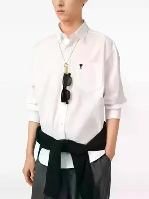 AMI Paris Boxy Cotton Shirt With De Coeur
