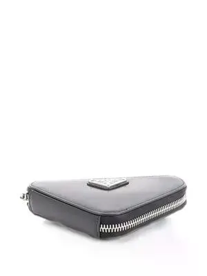 Prada Triangle Pouch Bag With Chain Brushed Leather Mini Crossbody Bag