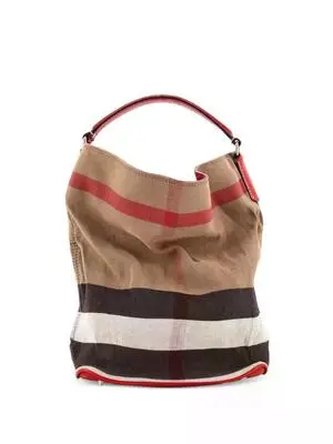 Burberry Ashby House Check Canvas Medium Bucket Bag - Brown