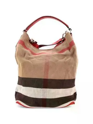 Burberry Ashby House Check Canvas Medium Bucket Bag - Brown