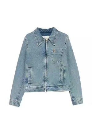 AMI Paris Faded-effect Zip-up Jacket - Blue
