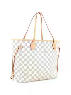 LOUIS VUITTON Damier Neverfull Mm Tote Bag - White
