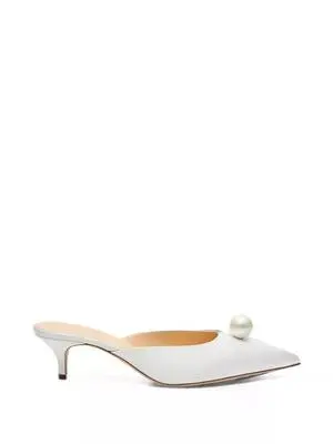 Magda Butrym Pearl-embellished Pointed-toe Mules - Neutrals