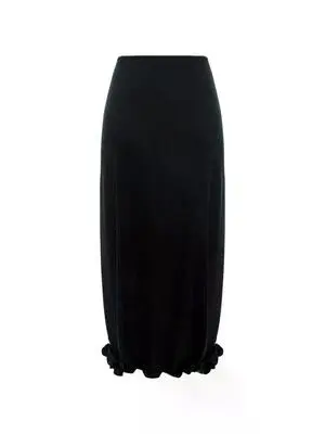 SEEN USERS Twombly Bloom Ruffled Midi Skirt - Black