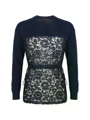 Valentino Garavani Lace Detail Crew Neck Sweater