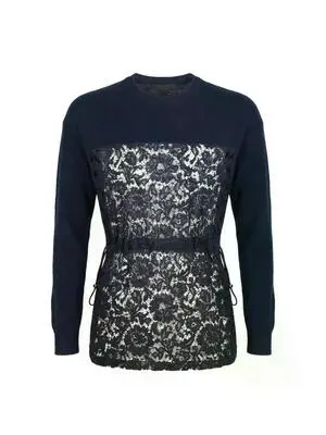 Valentino Garavani Lace Detail Crew Neck Sweater