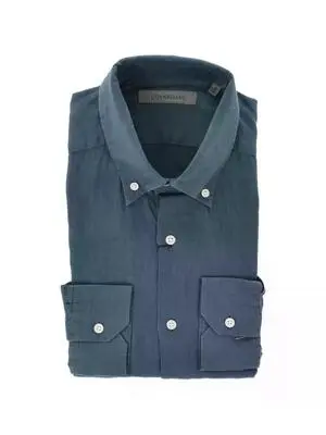 Corneliani Button-down Linen Shirt - Blue