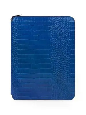 Smythson 2026-2027 Panama Croc-effect Leather Weekly Diary - Blue