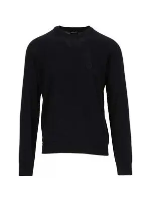 Giorgio Armani Logo-embroidered Virgin Wool Sweater - Black