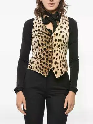 Tagliatore Animal-print Velvet Vest - Neutrals