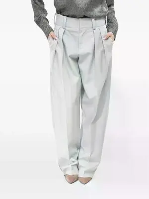 SUPER BLOND Double-pleated Virgin Wool Trousers - Blue