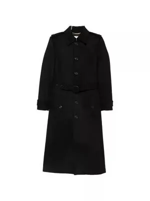 Saint Laurent Belted Single-breasted Coat - Black