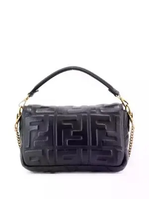 Fendi Baguette Nm Bag Zucca Embossed Leather Mini Crossbody Bag