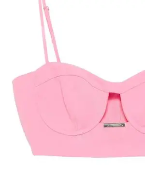 SIMONA CORSELLINI Cropped Sweetheart Neck Top With Cut-out Detailing