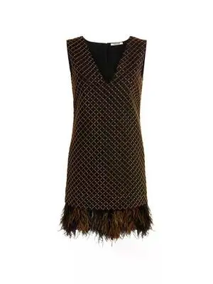 Roberto Cavalli Feather-trim Mini Dress - Black