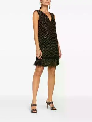 Roberto Cavalli Feather-trim Mini Dress