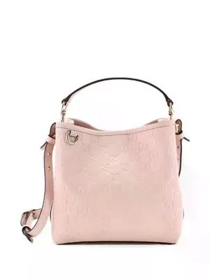 Gucci Gg Emblem Embossed Leather Small Bucket Bag