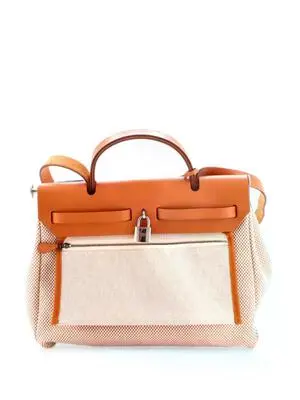 Hermès Herbag Zip Criss Viking Toile And Leather 31 Shoulder Bag - Neutrals