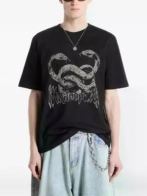 WASTED Snake-print T-shirt - Black