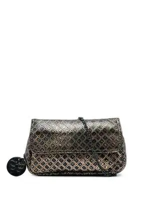 Bottega Veneta Metallic Calfskin Chain Flap Crossbody Bag - Gold