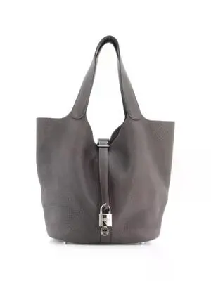 Hermès Picotin Lock Bag Clemence Gm Bucket Bag - Grey
