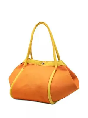 Hermès Toile Lindy Beach Bag Tote - Orange