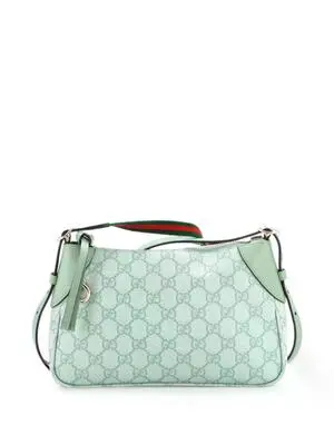 Gucci Emblem Gg Coated Canvas With Leather Shoulder Bag