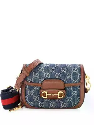 Gucci Horsebit 1955 Gg Denim Mini Shoulder Bag - Blue