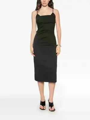 Patrizia Pepe Ruched Spaghetti-strap Midi Dress