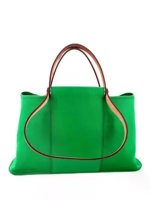 Hermès Cabag Elan Toile And Leather 39 Tote Bag - Green