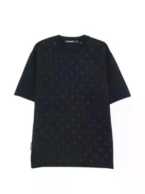 Karl Lagerfeld Monogram-embroidered Crew-neck T-shirt - Blue