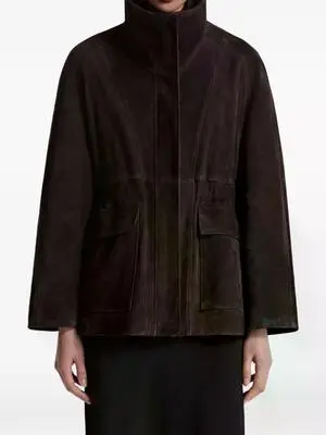 Nour Hammour High-collar Leather Jacket