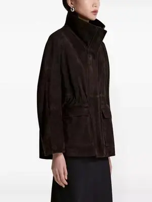 Nour Hammour High-collar Leather Jacket
