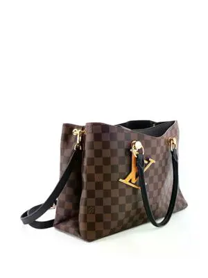 LOUIS VUITTON Damier Riverside Handbag With Leather Tote - Black