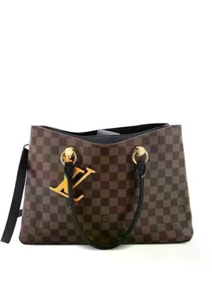 LOUIS VUITTON Damier Riverside Handbag With Leather Tote - Black