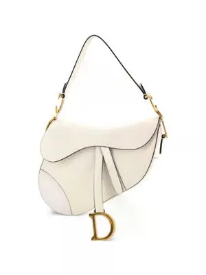 Dior Saddle Handbag Leather Medium Shoulder Bag - White