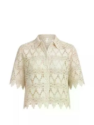 FRAME Button-up Guipure-lace Shirt - Neutrals