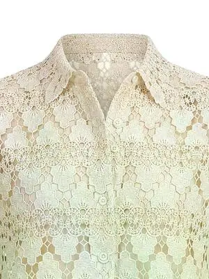 FRAME Button-up Guipure Lace Shirt - Neutrals