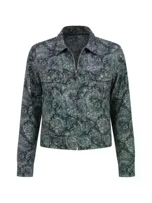 R13 Paisley-pattern Cropped Shirt Jacket - Blue