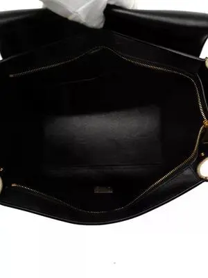Celine Tricolor Calfskin And Canvas Trapeze Satchel - Black