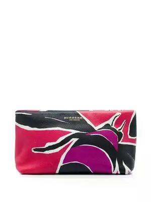 Burberry 2000-2017 Prorsum Grained Leather Clutch Bag - Pink