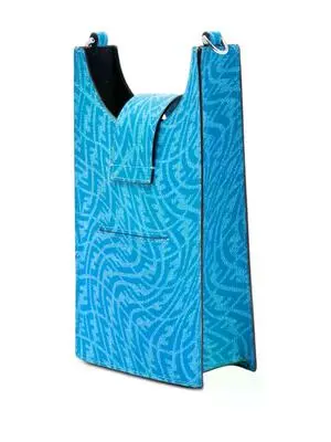 Fendi Coated Canvas Ff Vertigo Phone Holder Crossbody Bag - Blue