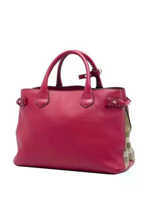 Burberry Leather And House Check Canvas Banner Satchel