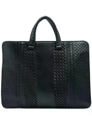 Bottega Veneta 2012-2026 Nappa Intrecciato Club Fume Briefcase Business Bag - Black