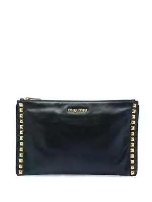 Miu Miu 2010-2026 Studded Leather Zip Clutch Bag