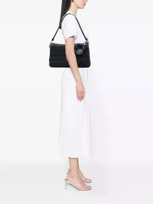 Miu Miu 2010-2026 Matelasse Nappa Crystal Chain Satchel - Black